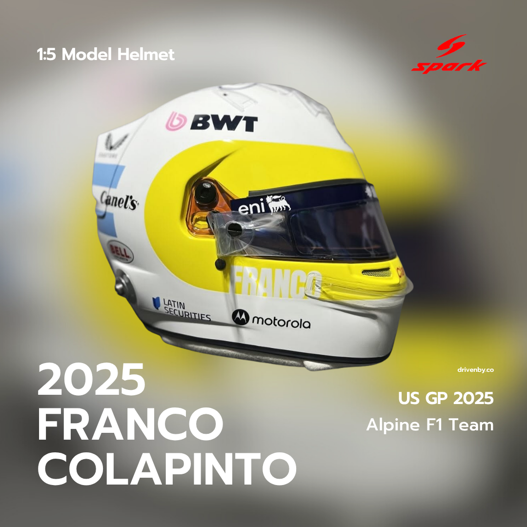 Franco Colapinto Helmet US GP 2025 BWT Alpine F1 Team - Spark 1:5 Helm ...